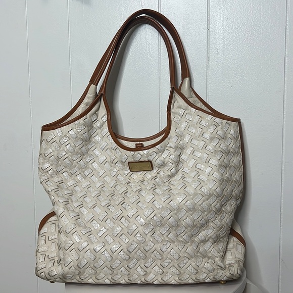Brahmin | Bags | Brahmin Cream White Leather Tote Satchel Purse | Poshmark